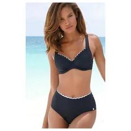 B&uuml;gel-Bikini-Top Lascana "Camilla", Damen, Gr. 42, Cup F, schwarz, Polyamid, unifarben, Bikini-Oberteile, mit kontrastfarbenem Detail