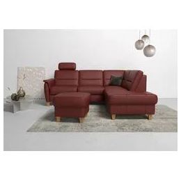 Ecksofa Home Affaire "Palmera L-Form, B: 236 cm", rot (merlot), B:236cm H:89cm T:212cm, Luxus-Microfaser (100% Polyester);Struktur (100% Polyester);Luxus-Microfaser in Lederoptik (100% Polyester), Sofas, Ecksofa, optional Bettfunktion & Bettkasten, Federkern