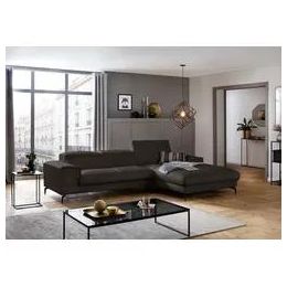 Ecksofa W.Schillig "piedroo, Designsofa mit tollem Sitzkomfort, L-Form", braun (braun z59), B:303cm H:70cm T:193cm, Longlife Xtra-Leder Z59: Glattleder mit modischer Pr&auml;gung. Hautst&auml;rke 0, 9 - 1, 1 mm, Sofas, Ecksofa, Kopfteilverstellung, wahlweise mit Sitztiefenverstellung, Breite 303cm