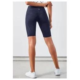 Radlerhose Lascana ACTIVE "Basic Bottoms", Damen, Gr. 40/42, N-Gr, blau (navy), Obermaterial: 85% Polyester, 15% Elasthan, unifarben, figurbetont kniefrei, Hosen Radlerhose, mit kleiner Bundtasche hinten