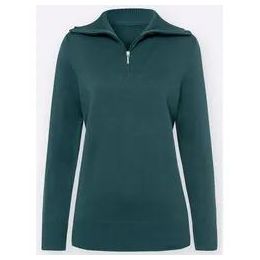 Troyer Classic Basics "Pullover", Damen, Gr. 42, gr&uuml;n (tanne), 100% Baumwolle, unifarben, Pullover Troyer