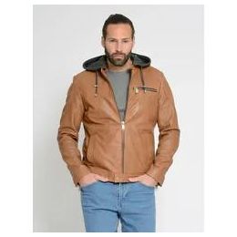 Lederjacke Maze "42021311", Herren, Gr. L, braun (cognac), Obermaterial: 100% Lammleder. Innenfutter: 100% Polyester. &Auml;rmelfutter: 100% Polyester. Kapuze: 52% Baumwolle. 48% Polyester, Jacken