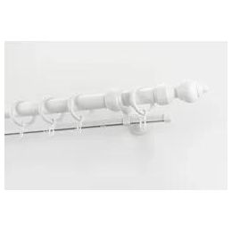 Gardinenstange Garesa "STANDARD", wei&szlig;, L:150cm &Oslash;:28mm, Kunststoff, Stahl, Gardinenstangen, Vorhanggarnitur, Kunststoff, verl&auml;ngerbar, mit Ringe/2 Lauf Gleiter