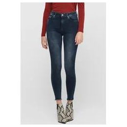 Skinny-fit-Jeans Only "ONLBLUSH MID SK ANK RW REA409 NOOS", Damen, Gr. M (38), L&auml;nge 32, blau (blau schwarz denim), Denim/Jeans, Obermaterial: 92% Baumwolle, 6% Polyester, 2% Elasthan, Abriebeffekte, unifarben, skinny fit, Jeans