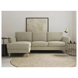 Ecksofa Home Affaire "MARSEILLE (242/152cm),L-Form, Rec. rechts/links", braun (cappuccino), B:242cm H:88cm T:152cm, 68% Polypropylene, 32% Polyester, Sofas, Ecksofa, Massivholzbeine Eiche, Landhausstil, Wellenunterfederung