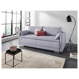 Schlafsofa OTTO HOME "Berlin", grau (hellgrau), B:218cm H:97cm T:96cm, Microfaser PRIMABELLE (100% Polyester);Struktur fein (100% Polyester);Samtoptik (100% Polyester), Sofas, Schlafsofa, mit Boxspringaufbau, Bettfunktion & Bettkasten, Dauerschlafsofa