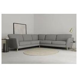 Ecksofa Home Affaire "MARSEILLE 278/278 cm, L-Form, Webstoff, Flachgewebe, Filzoptik", grau, B:278cm H:88cm T:278cm, 68% Polypropylene, 32% Polyester, Sofas, Ecksofa, gleichschenklig, Massivholzbeine, Landhausstil, Wellenunterfederung