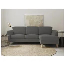 Ecksofa Home Affaire "MARSEILLE (242/152cm),L-Form, Rec. rechts/links", grau (dunkelgrau), B:242cm H:88cm T:152cm, 68% Polypropylene, 32% Polyester, Sofas, Ecksofa, Massivholzbeine Eiche, Landhausstil, Wellenunterfederung