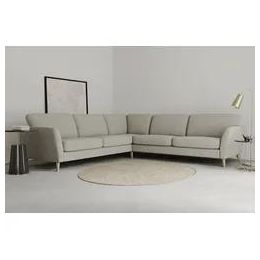 Ecksofa Home Affaire "MARSEILLE 278/278 cm, L-Form, Webstoff, Flachgewebe, Filzoptik", grau (light grau), B:278cm H:88cm T:278cm, 85% Polypropylene, 15% Polyester, Sofas, Ecksofa, gleichschenklig, Massivholzbeine, Landhausstil, Wellenunterfederung