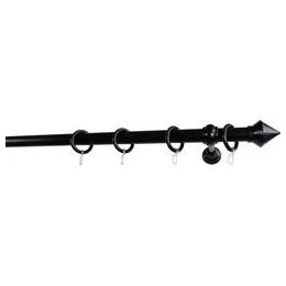 Gardinenstange Garesa "Palmi", schwarz, L:480cm &Oslash;:28mm, Holzwerkstoff, Kunststoff, Gardinenstangen, Vorhanggarnitur, Kunststoff, verl&auml;ngerbar, mit Ringe/2 Lauf Gleiter