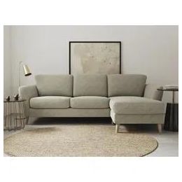 Ecksofa Home Affaire "MARSEILLE (242/152cm),L-Form, Rec. rechts/links", beige, B:242cm H:88cm T:152cm, 68% Polypropylene, 32% Polyester, Sofas, Ecksofa, Massivholzbeine Eiche, Landhausstil, Wellenunterfederung