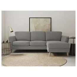 Ecksofa Home Affaire "MARSEILLE (242/152cm),L-Form, Rec. rechts/links", grau, B:242cm H:88cm T:152cm, 85% Polypropylene, 15% Polyester, Sofas, Ecksofa, Massivholzbeine Eiche, Landhausstil, Wellenunterfederung