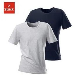 H.I.S. T-Shirt H.I.S, Herren, Gr. 3XL, blau (marine, grau, meliert), Jersey, Obermaterial: 95% Baumwolle, 5% Elasthan, unifarben, Basic, bequem, Rundhals, abgesteppte Kante, Shirts T-Shirt, mit Rundhalsausschnitt perfekt als Unterziehshirt