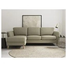 Ecksofa Home Affaire "MARSEILLE (242/152cm),L-Form, Rec. rechts/links", beige, B:242cm H:88cm T:152cm, 85% Polypropylene, 15% Polyester, Sofas, Ecksofa, Massivholzbeine Eiche, Landhausstil, Wellenunterfederung