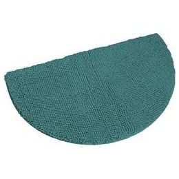 Badematte Kinzler "Chenille" Gr. 8, blau (petrol), H:18mm, Polyester, Badematten, Badematte, Badteppich, Uni Farben, weich, als rechteckig & halbrund erh&auml;ltlich