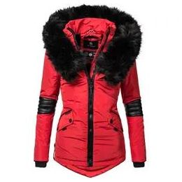 Winterjacke Navahoo "Nirvana", Damen, Gr. XS (34), rot, Oberstoff: 100% Polyester. Futter: 100% Polyester. Wattierung: 100% Polyester. &Auml;rmelfutter: 100% Polyester. Kunstpelz: 90% Polyacryl, 10% Polyester, kontrastfarbene Details, figurbetont normal, mit &Auml;rmelbesatz Rippstrickb&uuml;ndchen kontrastfarben, Jacken Winterjacke, edle Steppjacke m. schwarzem Kunstpelzkragen