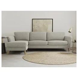 Ecksofa Home Affaire "MARSEILLE (279/152cm),L-Form, Rec. rechts/links, verschiedene Bez&uuml;ge", grau (light grau), B:279cm H:88cm T:152cm, Struktur fein (58% Polyester, 22% Polypropylen);Filzoptik (100% Polyester);Webstoff (100% Polyester), Sofas, Ecksofa, Massivholzbeine Eiche, Landhausstil, Wellenunterfederung
