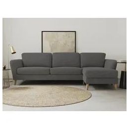 Ecksofa Home Affaire "MARSEILLE (279/152cm),L-Form, Rec. rechts/links, verschiedene Bez&uuml;ge", grau (dunkelgrau), B:279cm H:88cm T:152cm, Struktur fein (58% Polyester, 22% Polypropylen);Filzoptik (100% Polyester);Webstoff (100% Polyester), Sofas, Ecksofa, Massivholzbeine Eiche, Landhausstil, Wellenunterfederung