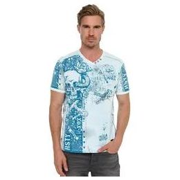 T-Shirt Rusty Neal "Rusty Neal T-Shirt", Damen, Gr. L, blau (hellblau), 100% Baumwolle, bedruckt, normal, Rundhals, Shirts T-Shirt, mit coolem Allover-Print