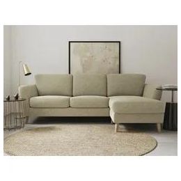 Ecksofa Home Affaire "MARSEILLE (242/152cm),L-Form, Rec. rechts/links", braun (latte), B:242cm H:88cm T:152cm, 68% Polypropylene, 32% Polyester, Sofas, Ecksofa, Massivholzbeine Eiche, Landhausstil, Wellenunterfederung