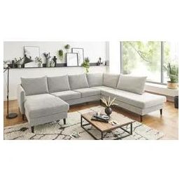 Wohnlandschaft "Rekvik U-Form", beige (creme), B:308cm H:79cm, ATLANTIC HOME COLLECTION, Sofas, Wohnlandschaft, mit Wellenunterfederung, mit Massivholzf&uuml;&szlig;en