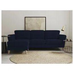 Ecksofa Home Affaire "MARSEILLE (242/152cm),L-Form, Rec. rechts/links", blau, B:242cm H:88cm T:152cm, 85% Polypropylene, 15% Polyester, Sofas, Ecksofa, Massivholzbeine Eiche, Landhausstil, Wellenunterfederung