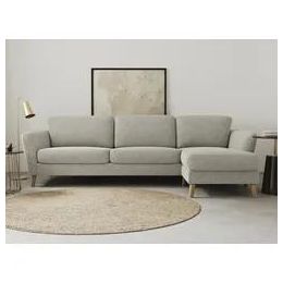 Ecksofa Home Affaire "MARSEILLE (279/152cm),L-Form, Rec. rechts/links, verschiedene Bez&uuml;ge", grau (light grau), B:279cm H:88cm T:152cm, Struktur fein (58% Polyester, 22% Polypropylen);Filzoptik (100% Polyester);Webstoff (100% Polyester), Sofas, Ecksofa, Massivholzbeine Eiche, Landhausstil, Wellenunterfederung