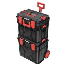 Werkzeugtrolley Prosperplast "X Block Pro", schwarz (schwarz, rot), B:54,6cm H:97cm T:38cm, Kunststoff, Aufbewahrungsboxen, 54,6 x 38 x 97 cm