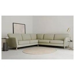 Ecksofa Home Affaire "MARSEILLE 278/278 cm, L-Form, Webstoff, Flachgewebe, Filzoptik", beige, B:278cm H:88cm T:278cm, 85% Polypropylene, 15% Polyester, Sofas, Ecksofa, gleichschenklig, Massivholzbeine, Landhausstil, Wellenunterfederung