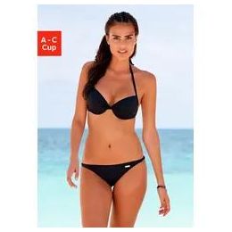 Push-Up-Bikini-Top Lascana "Italy", Damen, Gr. 34, Cup C, schwarz, Microfaser, Microfaser, Polyamid, unifarben, Bikini-Oberteile, mit Raffung