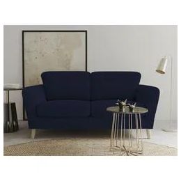 2-Sitzer Home Affaire "MARSEILLE Kompaktsofa 170 cm, Cord, Flachgewebe, Struktur, Webstoff", blau, B:170cm H:88cm T:90cm, Struktur fein (58% Polyester, 22% Polypropylen);Filzoptik (100% Polyester);Webstoff (100% Polyester), Sofas, Massivholzbeine Eiche, Landhausstil, Wellenunterfederung