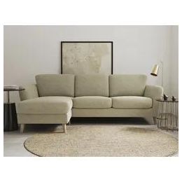 Ecksofa Home Affaire "MARSEILLE (242/152cm),L-Form, Rec. rechts/links", braun (latte), B:242cm H:88cm T:152cm, 68% Polypropylene, 32% Polyester, Sofas, Ecksofa, Massivholzbeine Eiche, Landhausstil, Wellenunterfederung