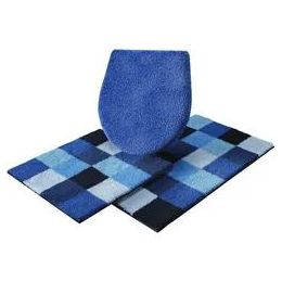 Badematte Grund "Mosaik, Badvorleger, Badezimmer Teppich, sehr weich" Gr. 12, blau, H:20mm, Kunstfaser, Badematten, Badematte, angenehm weich, auch als 3 teiliges Set erh&auml;ltlich, Made in Europe