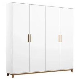 Dreht&uuml;renschrank Rauch "Kleiderschrank Schrank Garderobe W&auml;scheschrank Schlafzimmer CARLSSON", wei&szlig; (wei&szlig;, eiche massiv), B:181cm H:203cm T:53cm, Holzwerkstoff, Massivholz, Schr&auml;nke, Dreht&uuml;renschrank