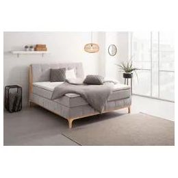 Boxspringbett OTTO HOME "Jelle", silber (silberfarben), B:181cm L:216cm, Komplettbetten, Boxspringbett, zertifizierte, recycelte Bezugsstoffe, verschiedene Ausf&uuml;hrungen