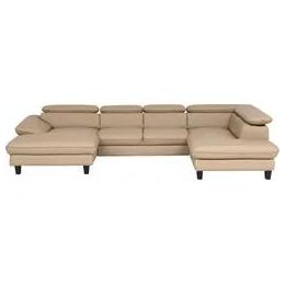 Wohnlandschaft Home Affaire "Pilot U-Form", braun (cappuccino), B:331cm T:108cm, Sofas, Wohnlandschaft, mit Kopfteilverstellung, wahlweise mit Bettfunktion & Bettkasten, Topseller
