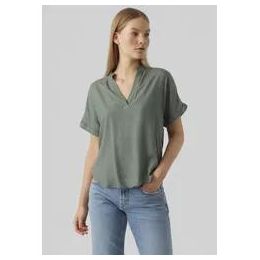 V&eacute;ro Moda Shirtbluse VERO MODA "VMBEAUTY SS TOP GA NOOS", Damen, Gr. M, gr&uuml;n (laurel wreath), Web, Obermaterial: 100% Viskose, unifarben, normal, V-Ausschnitt, Blusen, Viskose, regular fit