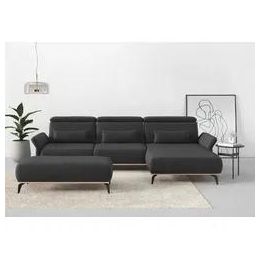 Ecksofa Home Affaire "Fjord L-Form", grau (anthrazit), B:324cm H:93cm T:184cm, 100% Polyester, Sofas, Ecksofa, massiv, wahlweise mit Armlehnfunktion, Kopf- Sitztiefenverstellung