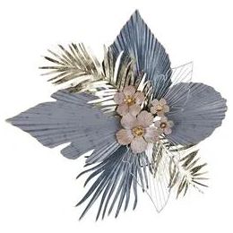 Wanddekoobjekt Gilde "Wandrelief Bl&auml;tterkranz Merida", grau, B:88cm H:86cm T:10cm, Metall, Wanddekoobjekte
