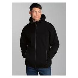 Softshelljacke TRIGEMA "TRIGEMA Klassische Softshell&ndash;Kapuzenjacke", Herren, Gr. 3XL, schwarz, Stoff, 88% Polyamid, 12% Elastan, lang, Jacken Softshelljacke