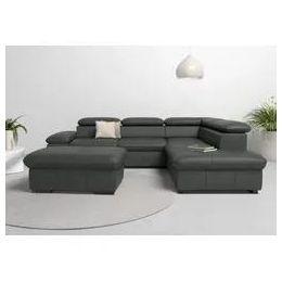 Ecksofa Home Affaire "Alberto L-Form", grau (anthrazit), B:272cm H:73cm T:226cm, Luxus-Microfaser Lederoptik (100% Polyester);Luxus-Microfaser weich (9)0% Polyester / 10% Polyamid;Luxus-Microfaser Vintageoptik (100% Polyester);Microfaser Antiklederoptik (100% Polyester), Sofas, Ecksofa, mit Kopfteilverstellung, wahlweise mit Bettfunktion