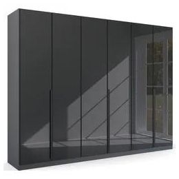 Dreht&uuml;renschrank Rauch "Kleiderschrank Schrank Garderobe Ankleide MODERN BY QUADRA SPIN", grau (graumetallic, glas basalt), B:271cm H:210cm T:54cm, Holzwerkstoff, Schr&auml;nke, Dreht&uuml;renschrank, mit hochwertiger Glasfront und Stangengriff MADE IN GERMANY