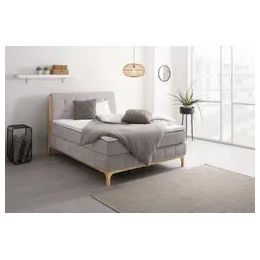 Boxspringbett OTTO HOME "Jelle", silber (silberfarben), B:161cm L:216cm, Komplettbetten, Boxspringbett, zertifizierte, recycelte Bezugsstoffe, verschiedene Ausf&uuml;hrungen
