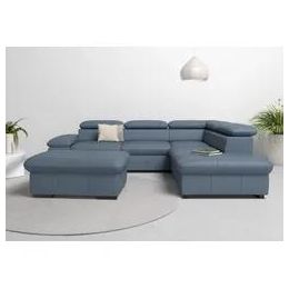 Ecksofa Home Affaire "Alberto L-Form", blau (graublau), B:272cm H:73cm T:226cm, Luxus-Microfaser Lederoptik (100% Polyester);Luxus-Microfaser weich (9)0% Polyester / 10% Polyamid;Luxus-Microfaser Vintageoptik (100% Polyester);Microfaser Antiklederoptik (100% Polyester), Sofas, Ecksofa, mit Kopfteilverstellung, wahlweise mit Bettfunktion