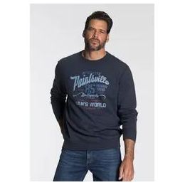 MAN'S WORLD Sweatshirt MAN'S WORLD, Herren, Gr. 5XL (72/74), blau (nachtblau), Obermaterial: 60% Baumwolle, 40% Polyester, normal, Rundhals, Rippstrickb&uuml;ndchen, Sweatshirts Sweatshirt, Langarm, l&auml;ssiger Print, Rundhals, aus Baumwollmischung