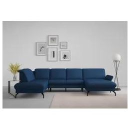Sit & More Wohnlandschaft SIT & MORE "Fashion U-Form", blau, B:338cm H:84cm T:207cm, Sofas, Wohnlandschaft, wahlweise mit Kopfteilverstellung, Vorziehsitz, motorisch, Metallf&uuml;&szlig;e