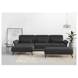 Ecksofa Home Affaire "Fjord L-Form", grau (anthrazit), B:324cm H:93cm T:184cm, 100% Polyester, Sofas, Ecksofa, massiv, wahlweise mit Armlehnfunktion, Kopf- Sitztiefenverstellung