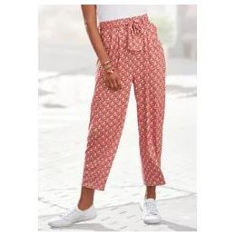 Culotte Vivance, Damen, Gr. 34, N-Gr, rot (beige, rot bedruckt), Jersey, Obermaterial: 95% Viskose, 5% Elasthan, bedruckt, figurumspielend 7/8-L&auml;nge, Hosen Culotte, mit Retroprint, leichte Jerseyhose, Sommerhose