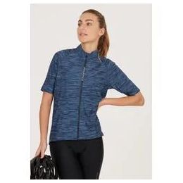 Radtrikot Endurance "Dora", Damen, Gr. 38, blau, 100% Polyester, meliert, normal, hoch geschlossener Ausschnitt, Trikots, schnelltrocknend dank Quick Dry-Technologie