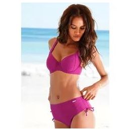 B&uuml;gel-Bikini Lascana, Damen, Gr. 40, Cup C, pink (fuchsia), Polyamid, unifarben, Bikini-Sets B&uuml;gel-Bikini, mit seitlich geraffter Bikinihose, Topseller